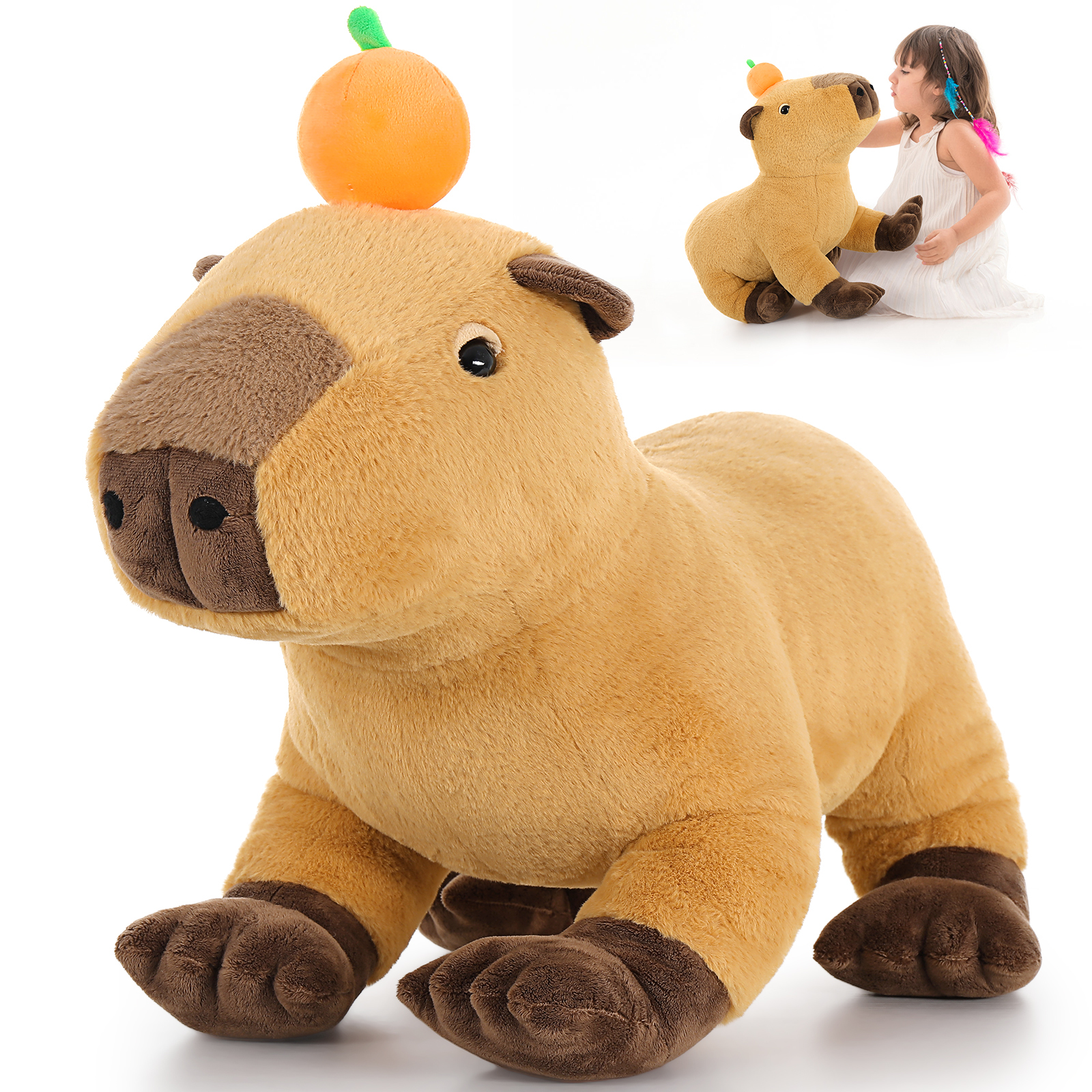 24 Life-Like Large Capybara Plush Toy Realistic Giant Stuffed Animal ...